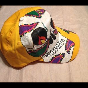 Art By Lee | Accessories | Hand Painted Sugar Skull Paisley Cap | Poshmark